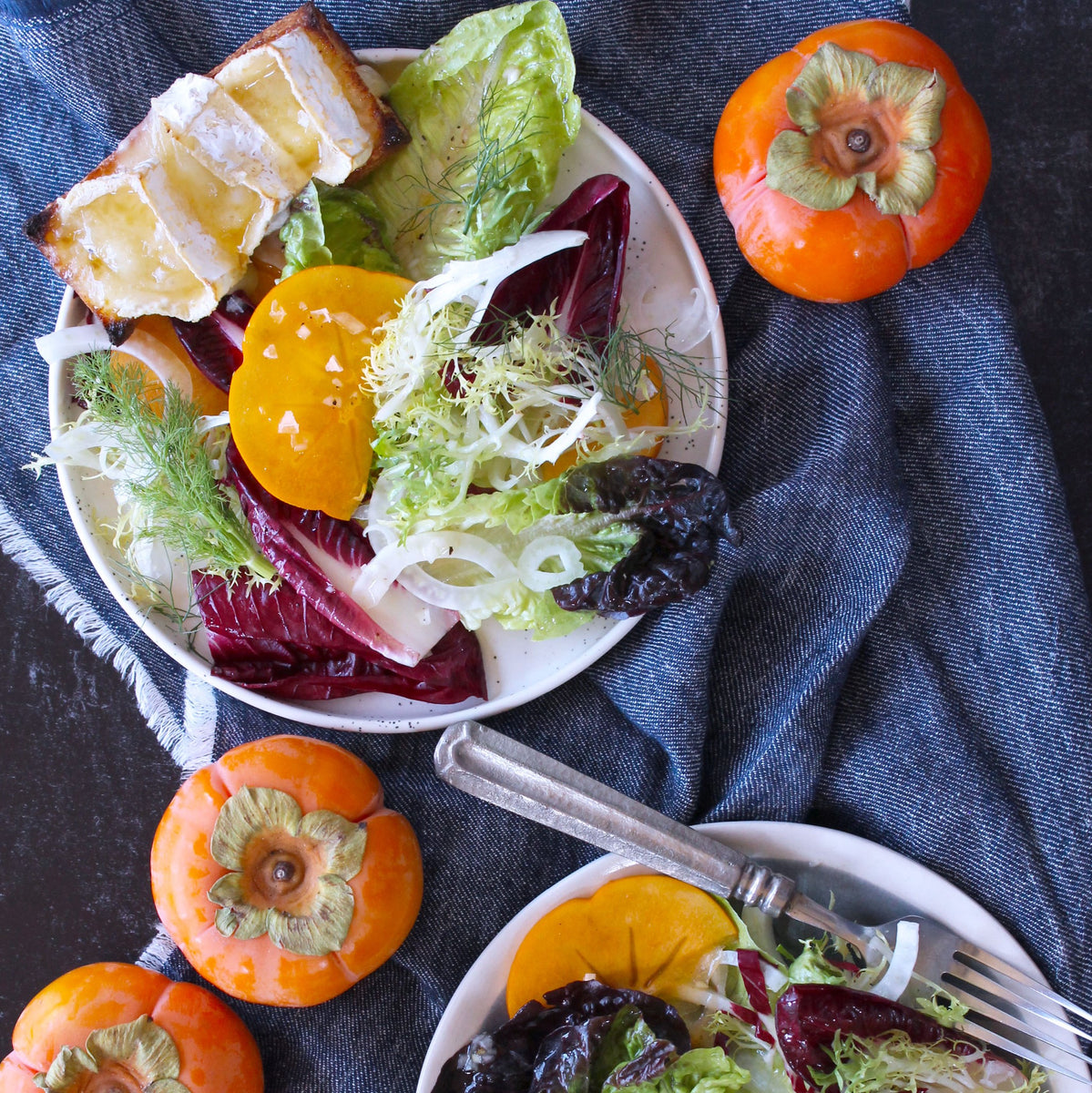 Chicory Salad with Persimmons, Fennel & Mt Tam Cheese Toasties ...